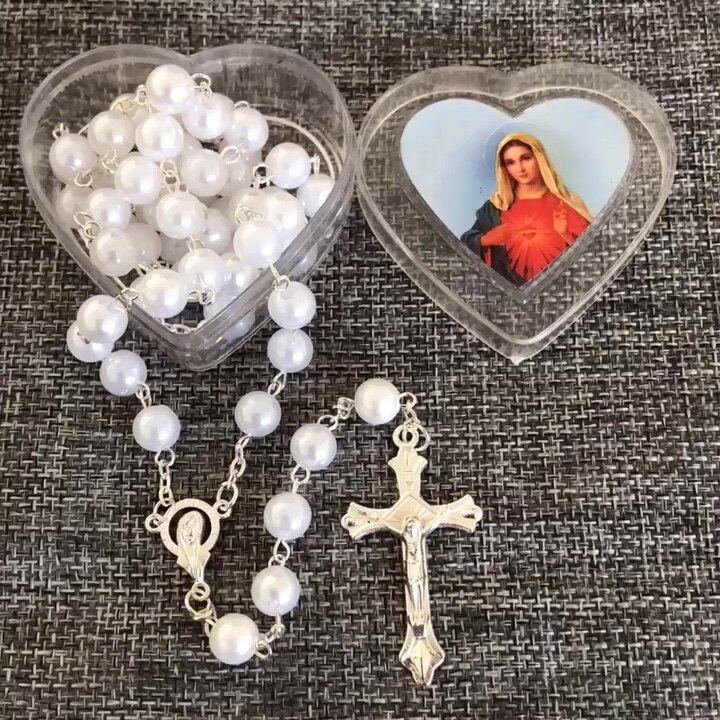 8mm Bead White Plastic Pearl Rosary Catholic Rosary Necklace - Buy ...