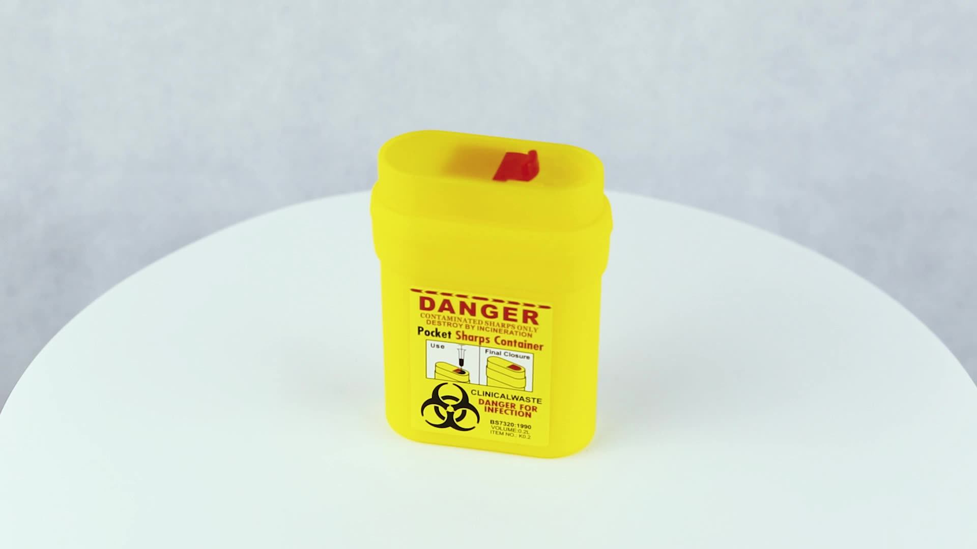 Small Sharps Container Biohazard Needle Disposal 250ml Lock Box For ...