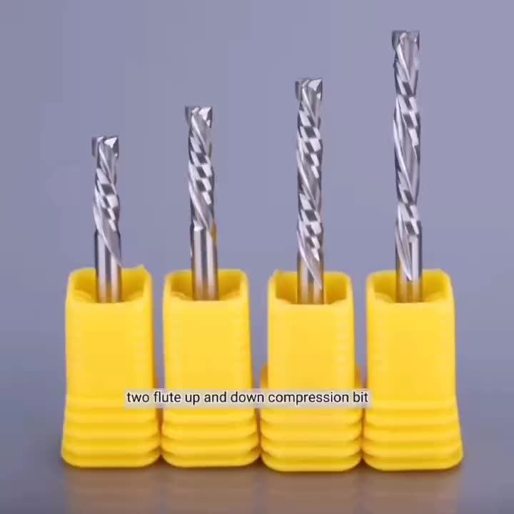 Cnc 4mm 6mm Two Flute Spiral Up And Down Compression End Mill For Wood ...