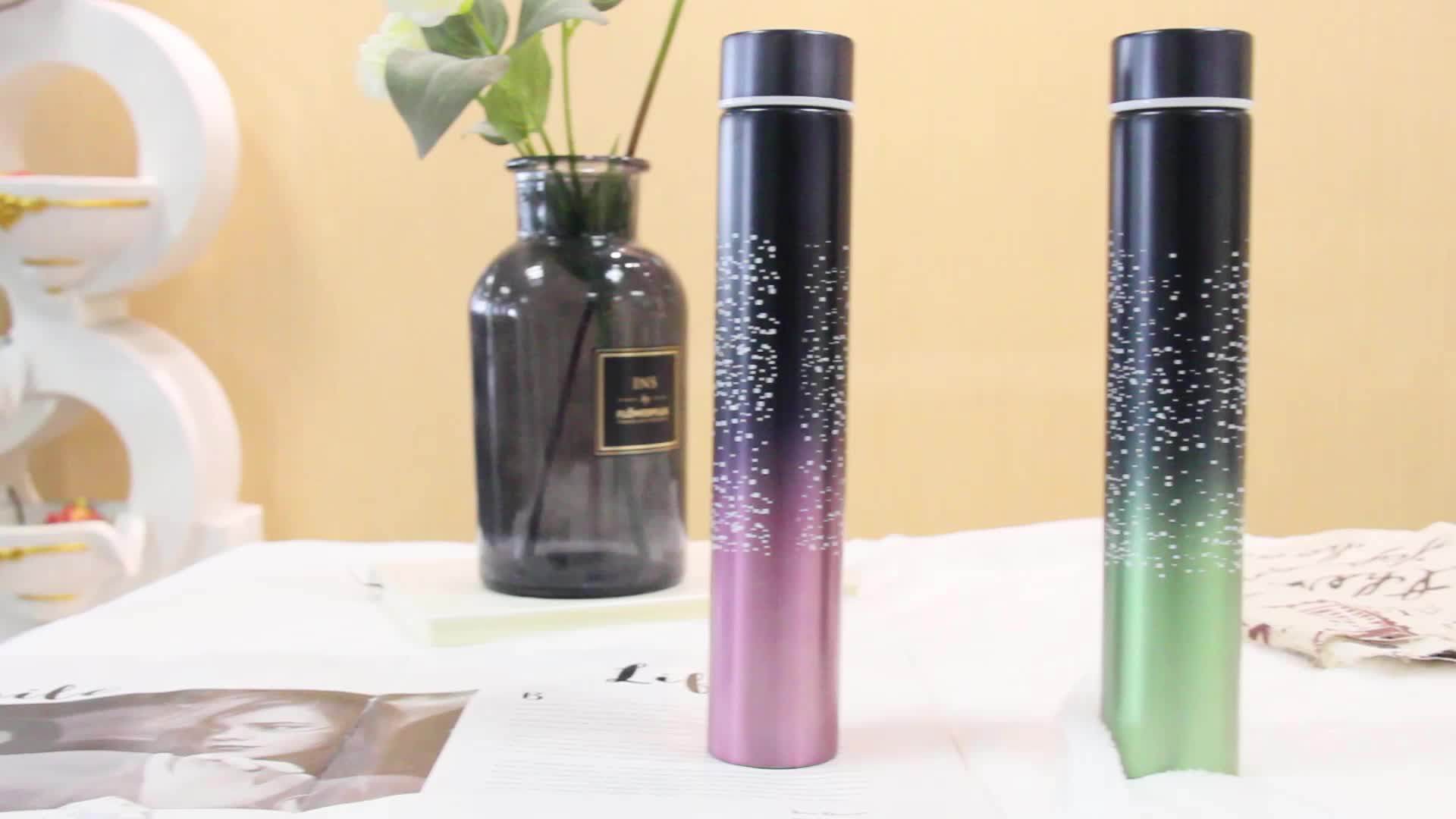 Slim Thin Stainless Steel Vacuum Insulated Thermos Water Bottle Leak ...