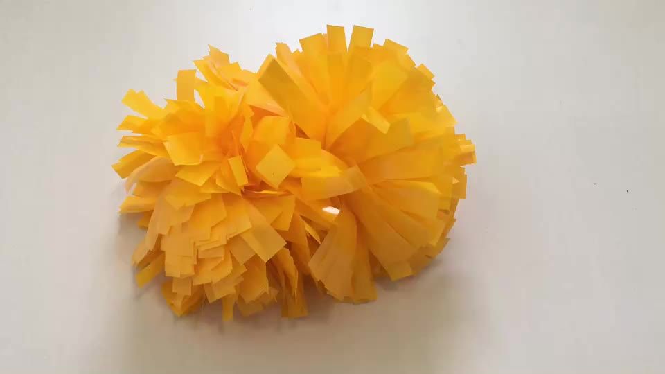 4 Inch Wet Look Plastic Yellow With Baton Handle Cheerleading Pom Poms ...
