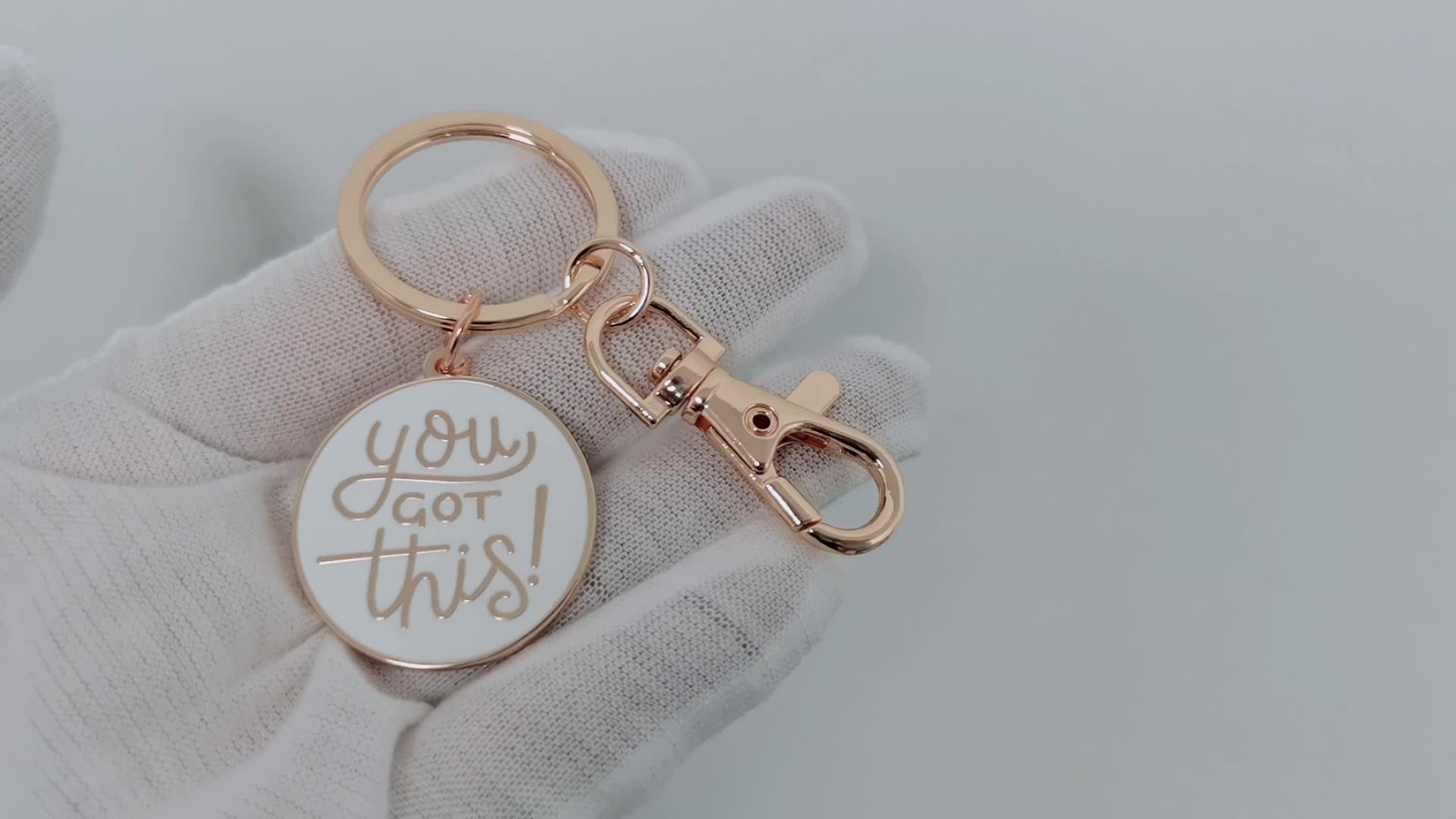 Custom Enamel Key Chain Rose Gold Plated Motivational Metal Keychain ...