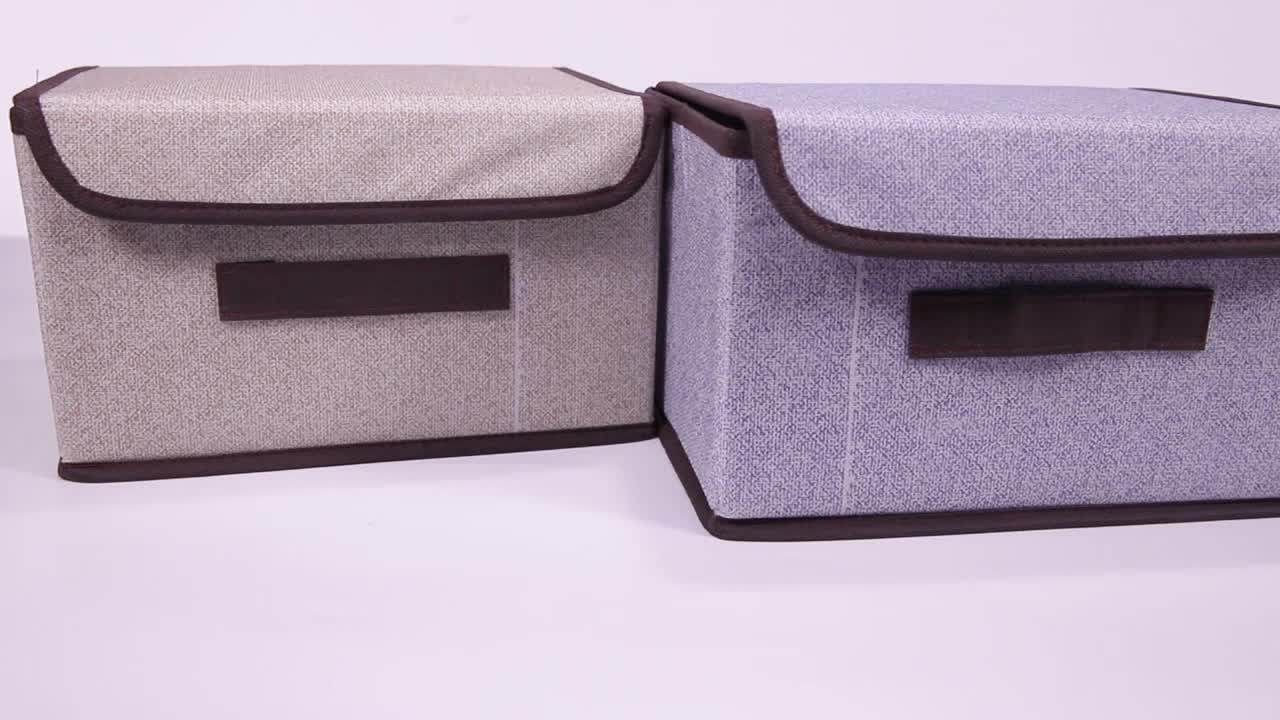 Large Cubes Lids And Handles Foldable Woven Fabric Storage Box For ...