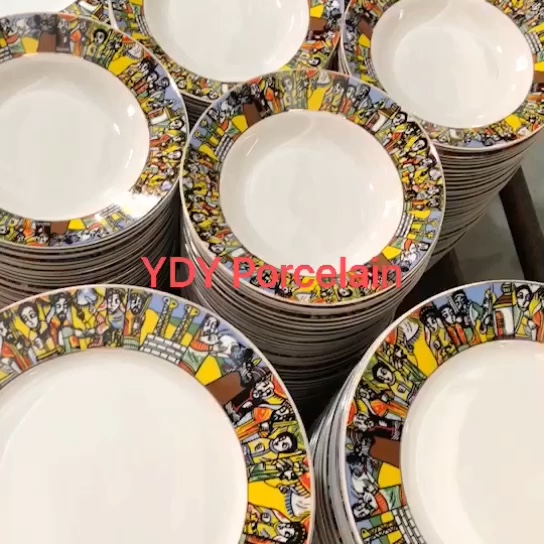 Ydy Factory Classic Traditional Arts Eritrean Saba Royal Design Porcelain 10.5inch 6pcs Flat ...
