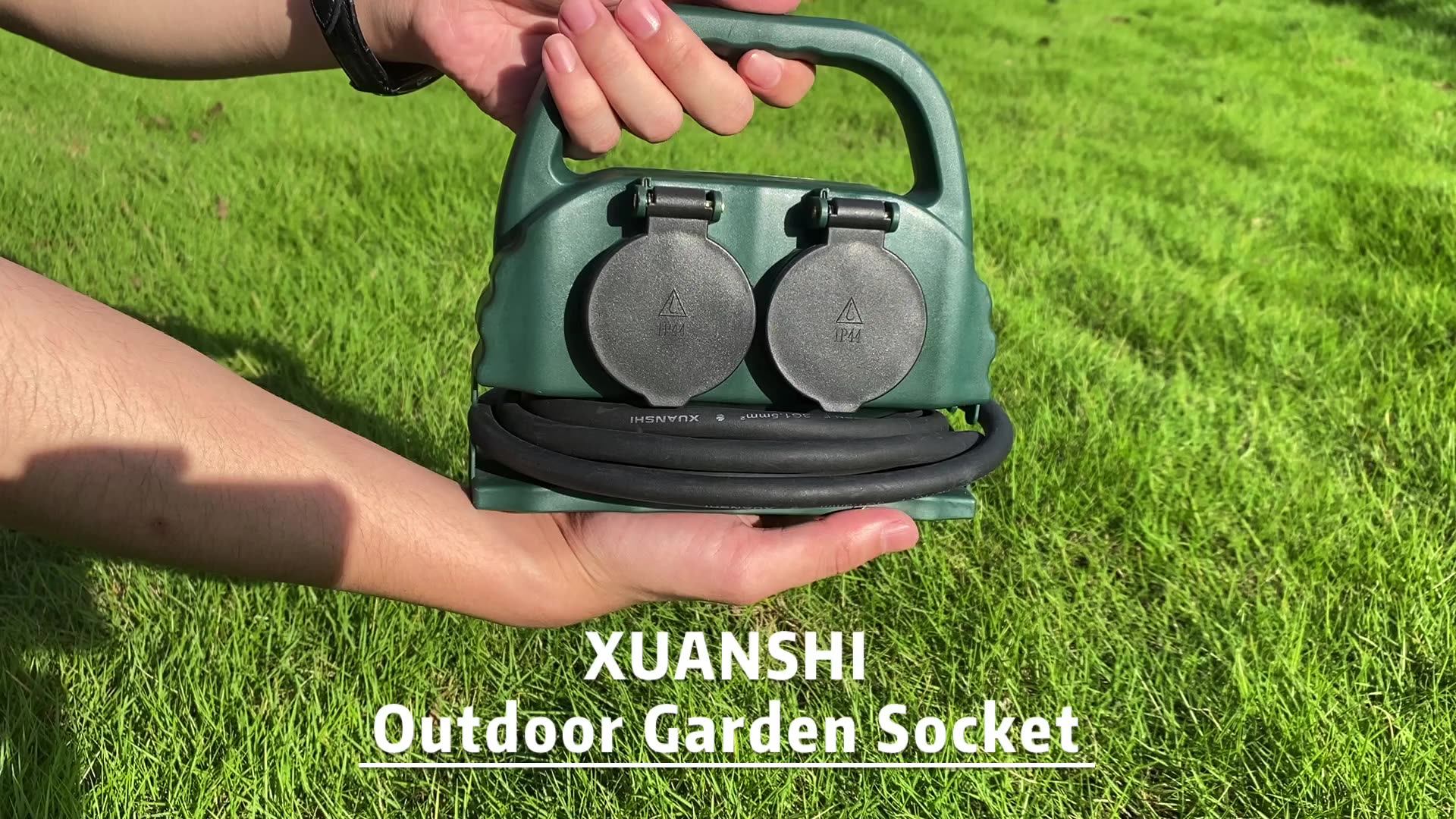 Outdoor Waterproof Garden German Double Schuko Portable Socket Outlet ...