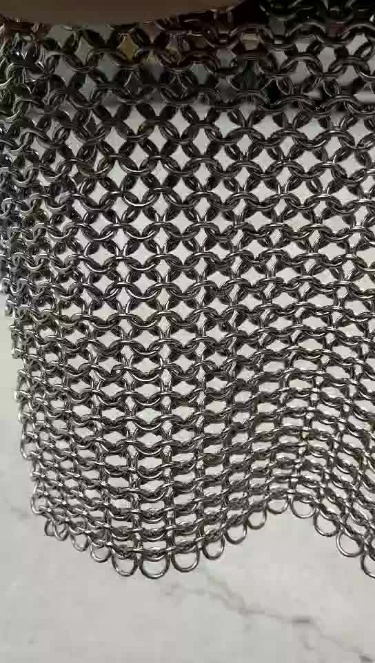 304l Stainless Steel Decoration Chainmail Sheets / Welded Ring Mesh ...