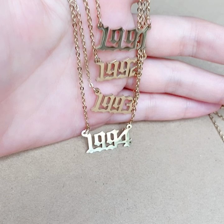 Gold Plated Personalized Birth Birthday New Year Number Chain Necklace ...