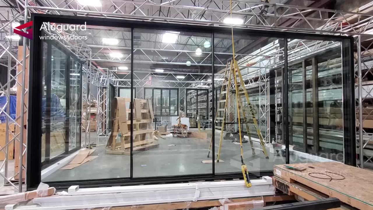 4 Panel Patio Glass Doors Aluminium Frame Commercial Automatic Slide ...