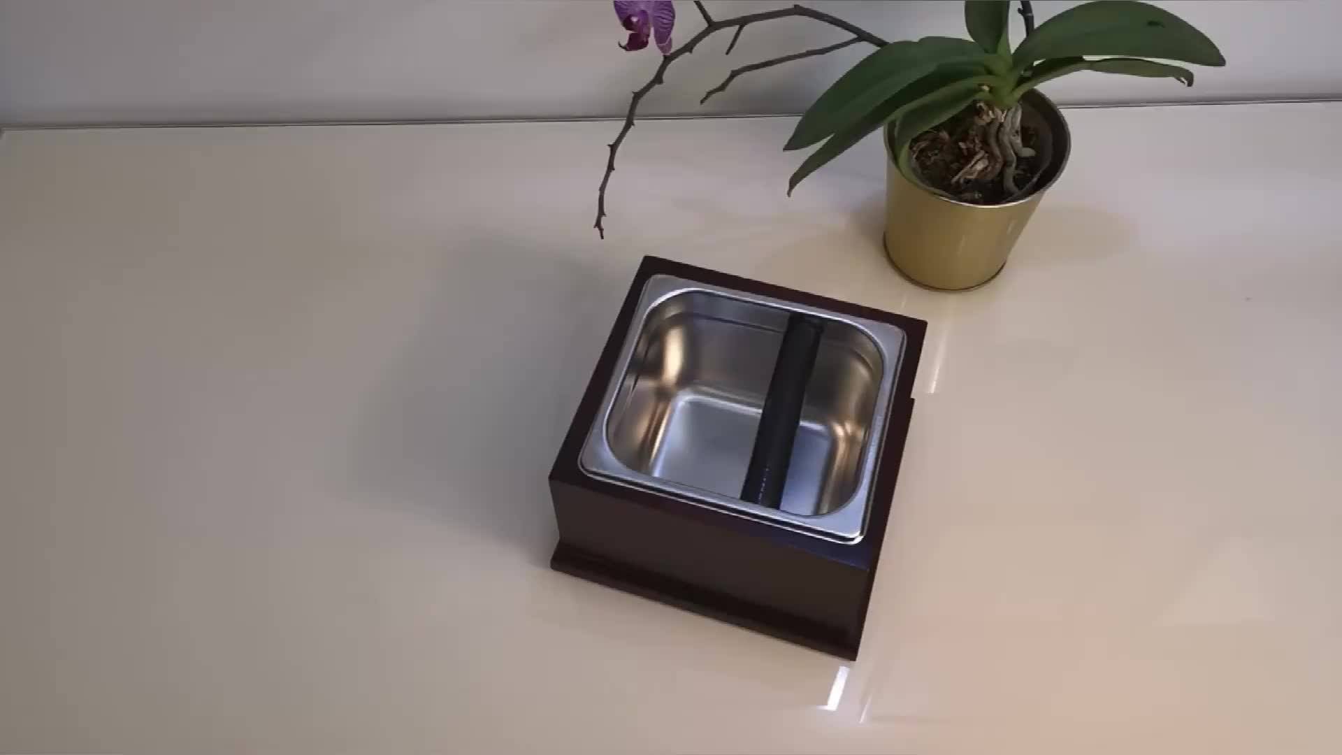 Home Coffee Knock Box Wood Stainless Steel Coffee Grind Knock Box ...