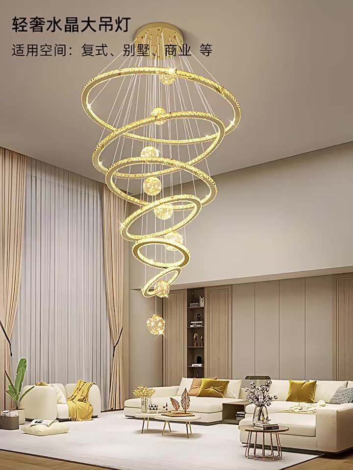 New Modern High Ceiling House Villa Hotel Pendant Light Lobby Hanging ...