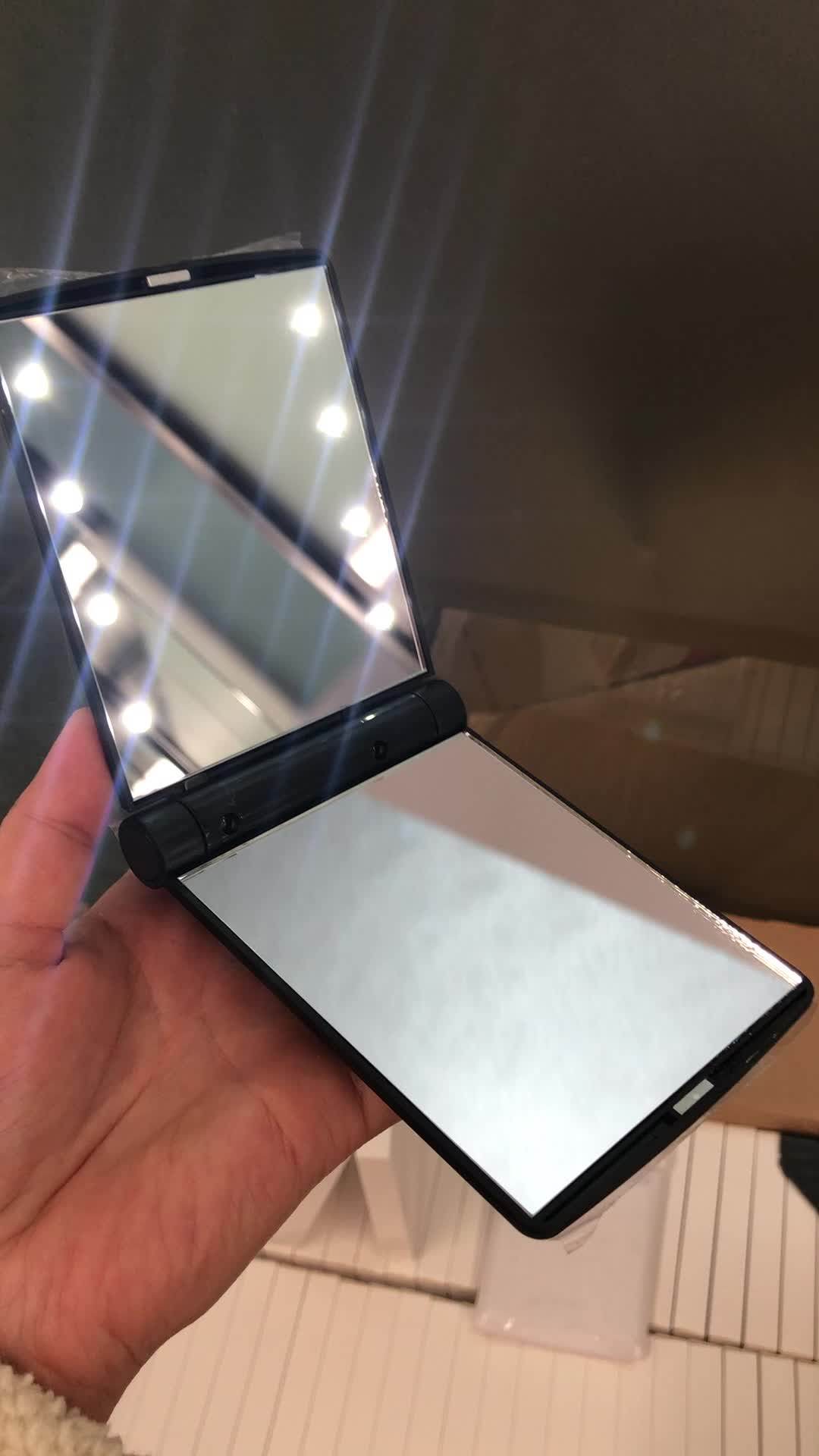 Led Infinity Mirror Cosmetic Folding Portable Compact Pocket Mirror 8 ...