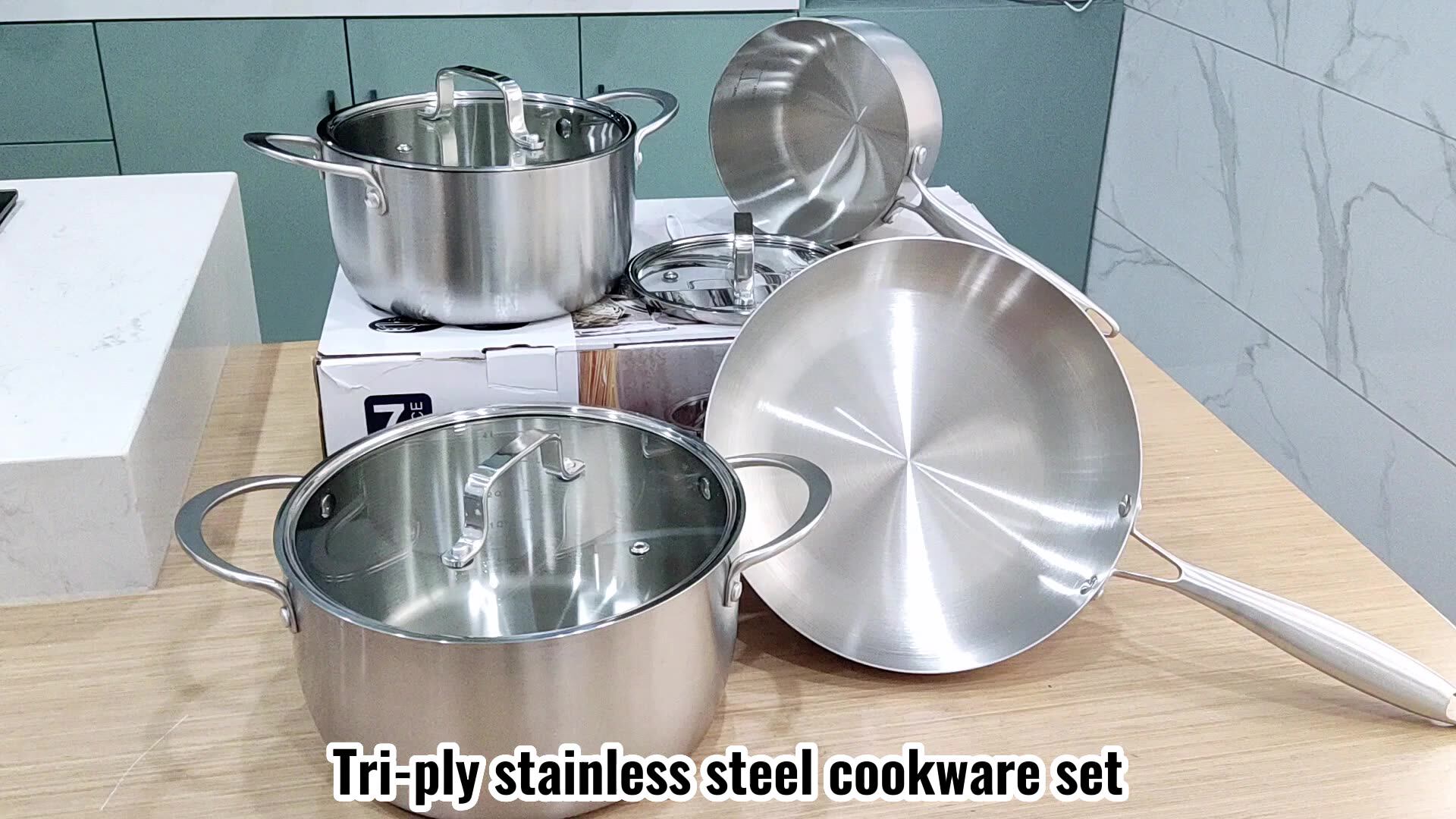 Superior Modern Kitchenware 7pcs Triply Stainless Steel Cookware ...