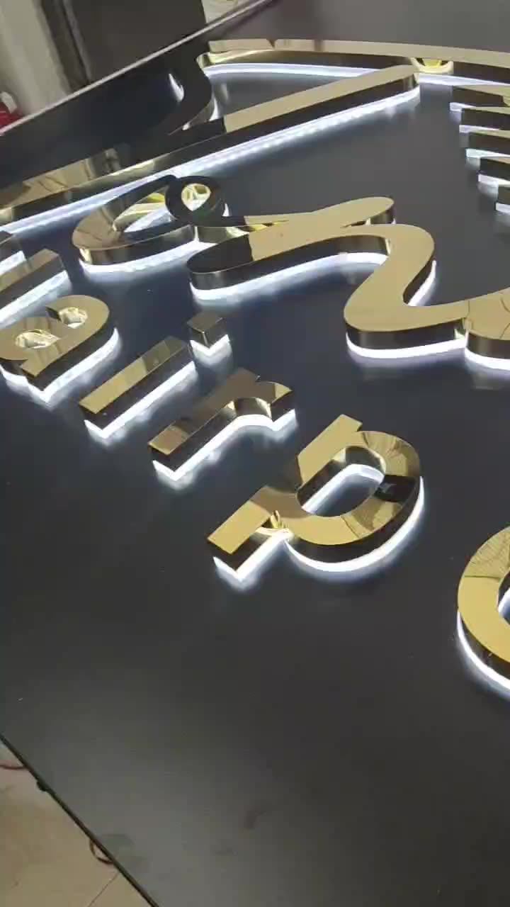Custom Laser Cut Metal Mirror Brushed Brass 3d Gold Lettering Led ...