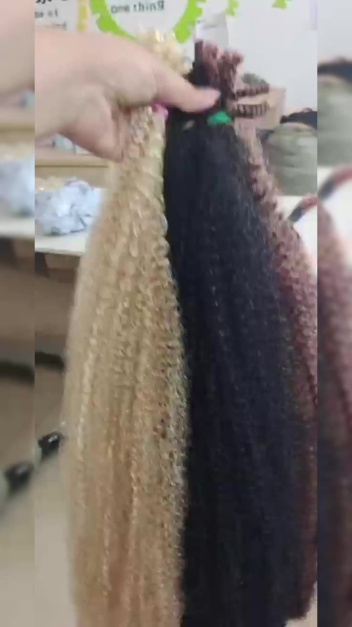 Wholesale 16 24inch Pre Fluffed Kinky Curly Braiding Hair Pre-separated ...