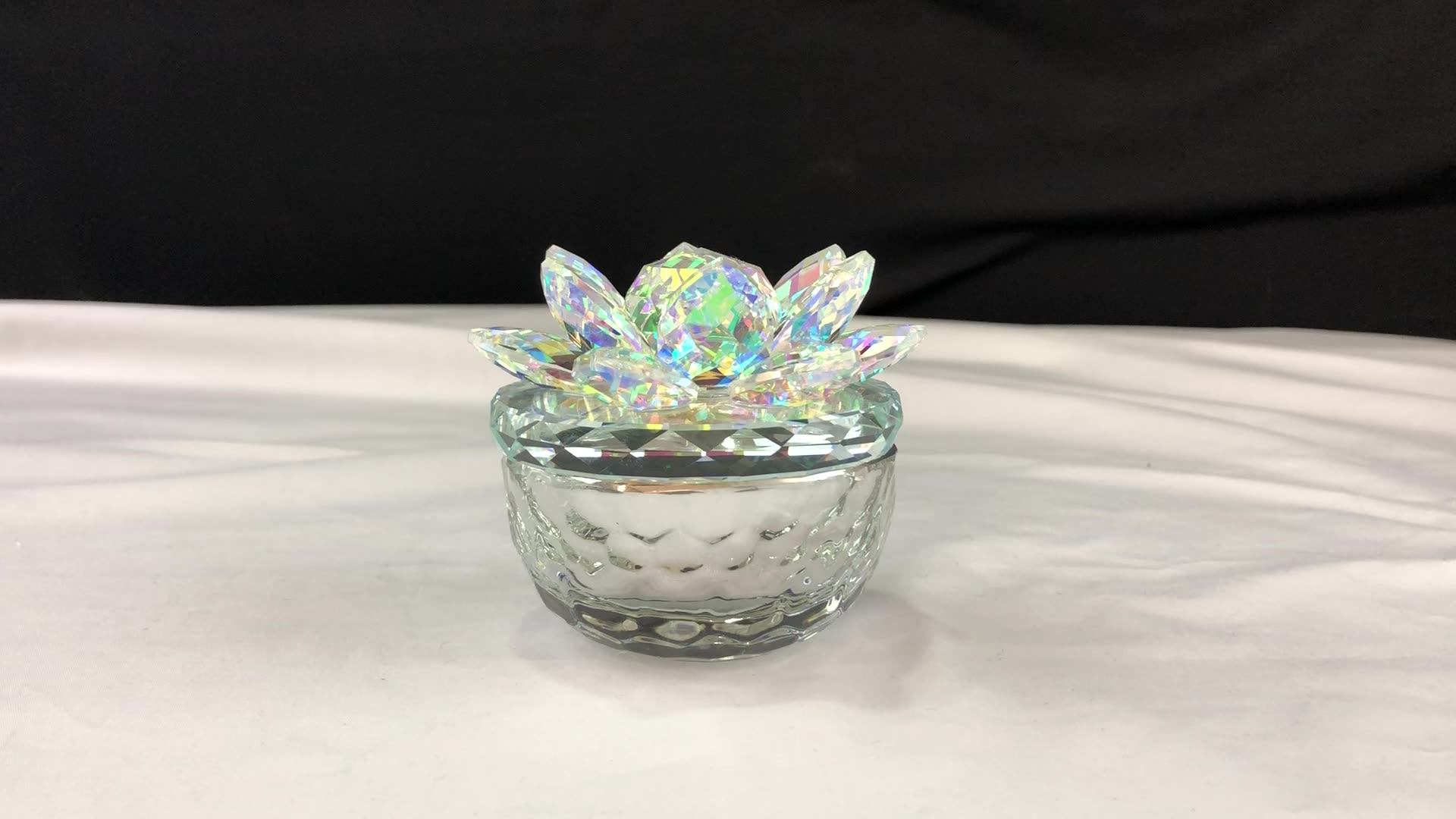 Mh-g0331 Ab Color Crystal Jewelry Box Lotus Flower Sparkling Round ...