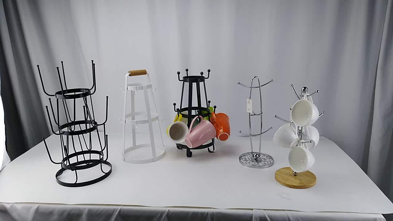 Metal Wire Cup Rack Holder,Stylish Steel Mug Tree Holder Organizer Rack ...