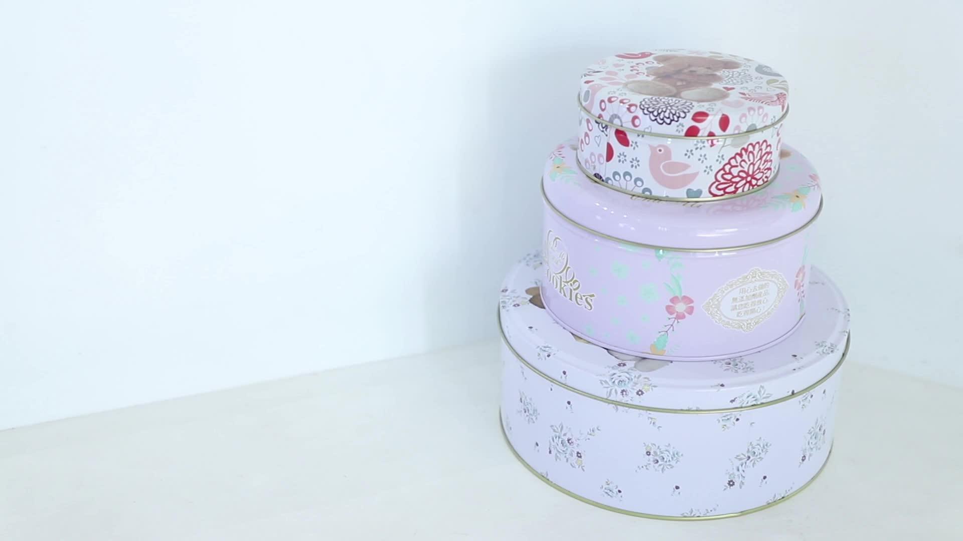 Custom Embossed Lid Metal Boxes 3 Sizes Food Storage Cookie Candy Gift ...