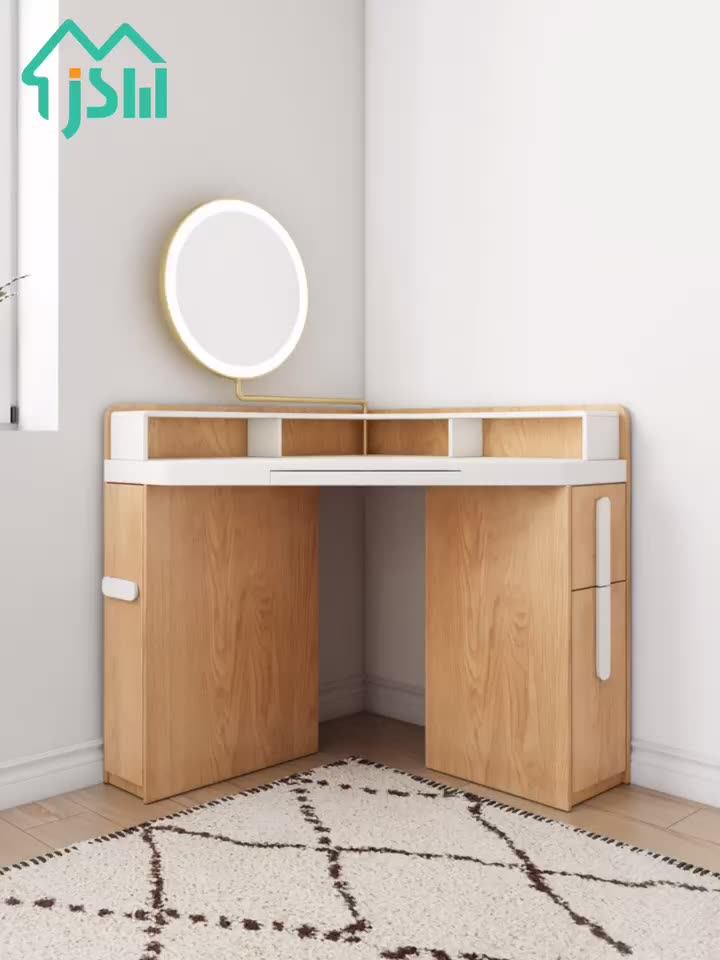 New Model Bedroom Furniture Wooden Corner Dresser With Led Mirror - Buy ...