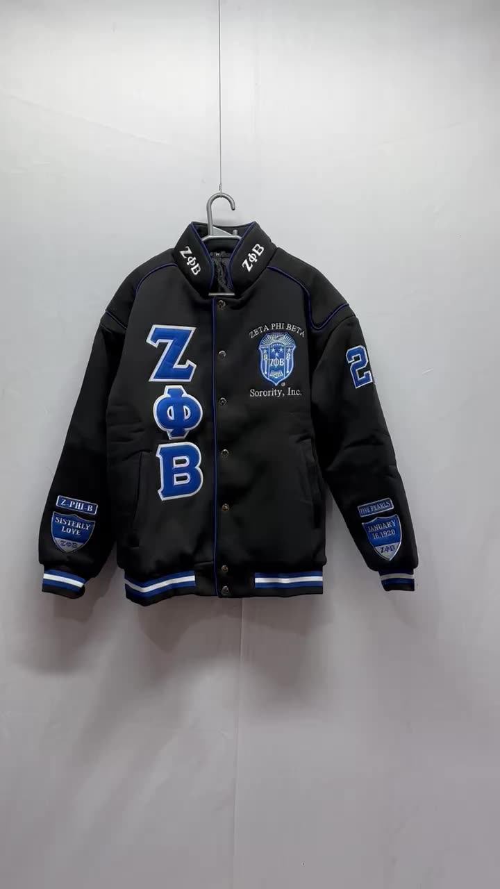 Zeta Phi Beta Sorority Embroidery Women Racing Twill Jacket | Zpb ...