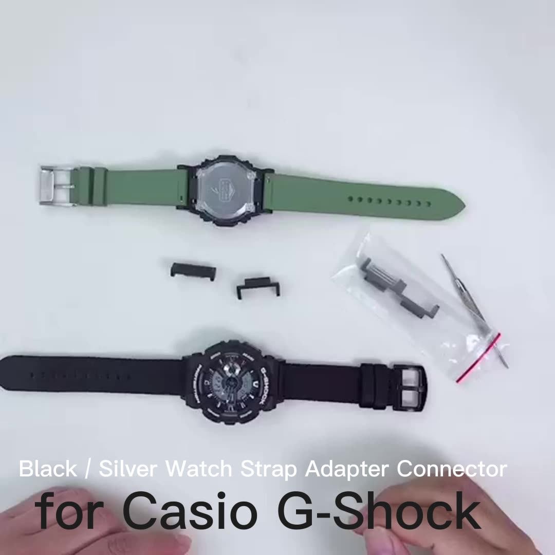 Watch Strap Adapter Connector For Casio Ga110 Dw5600 16mm Black Silver ...