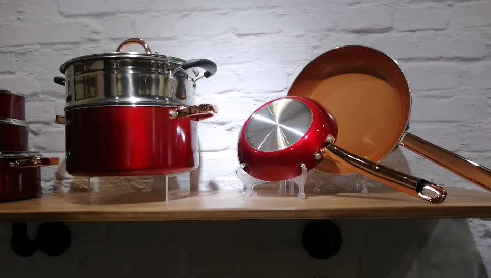 New Design Aluminum 12pcs Pressed Cookware Pot Set Free Oil And Eco ...