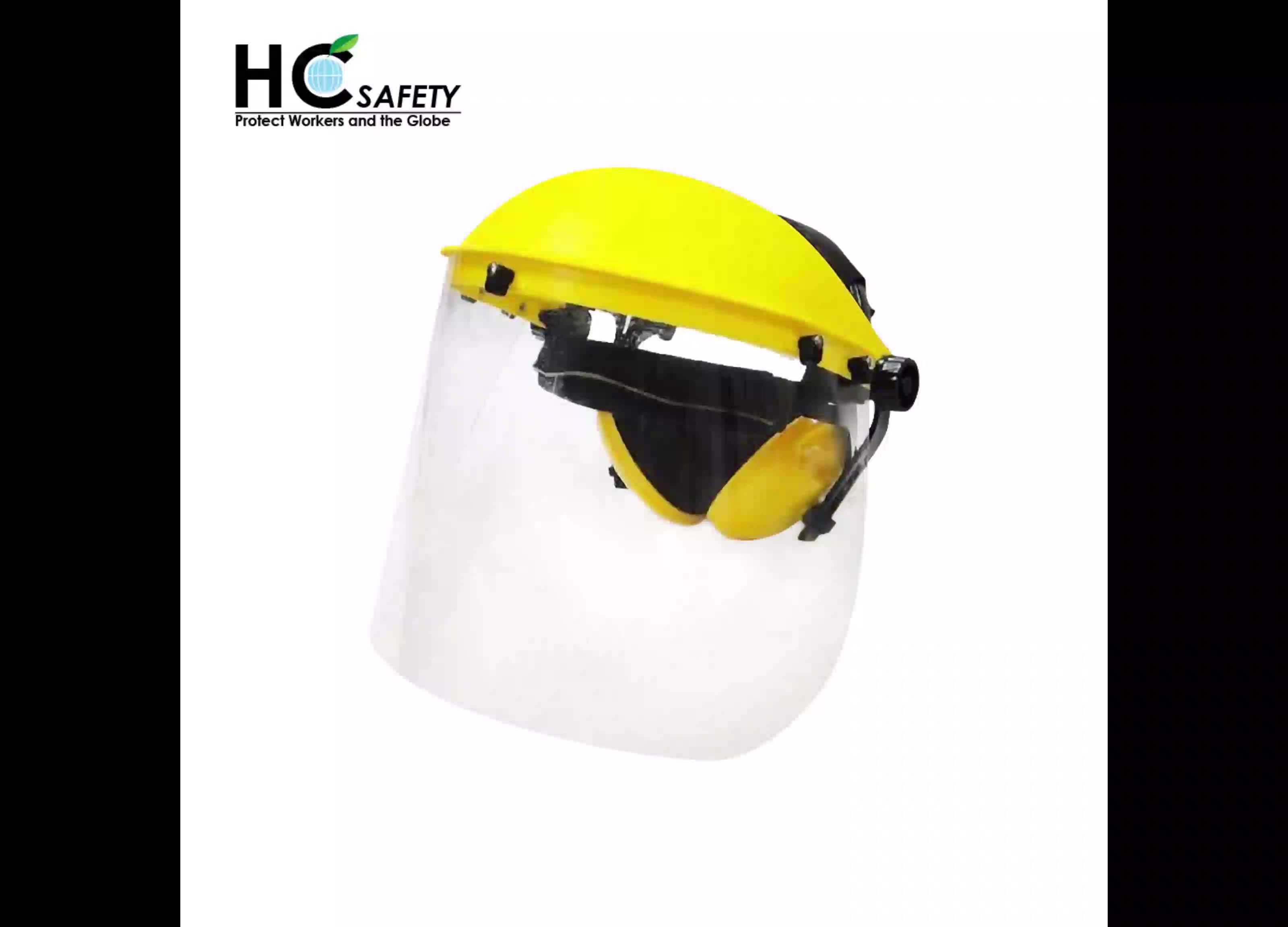 Hc800b Ppe Face Ear Hearing Protection Clear Pc Uv Face Shield Earmuffs ...