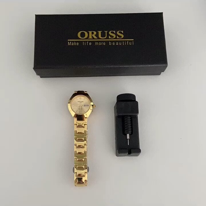 Oruss Pur Gold New Steel Belt Simple Fashion Waterproof Leisure Watch ...