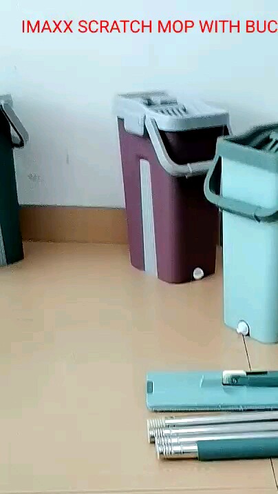 Imaxx Flat Floor Mop And Bucket Set Hands Free Home Floor Smart Cleaning System Microfiber Mop ...