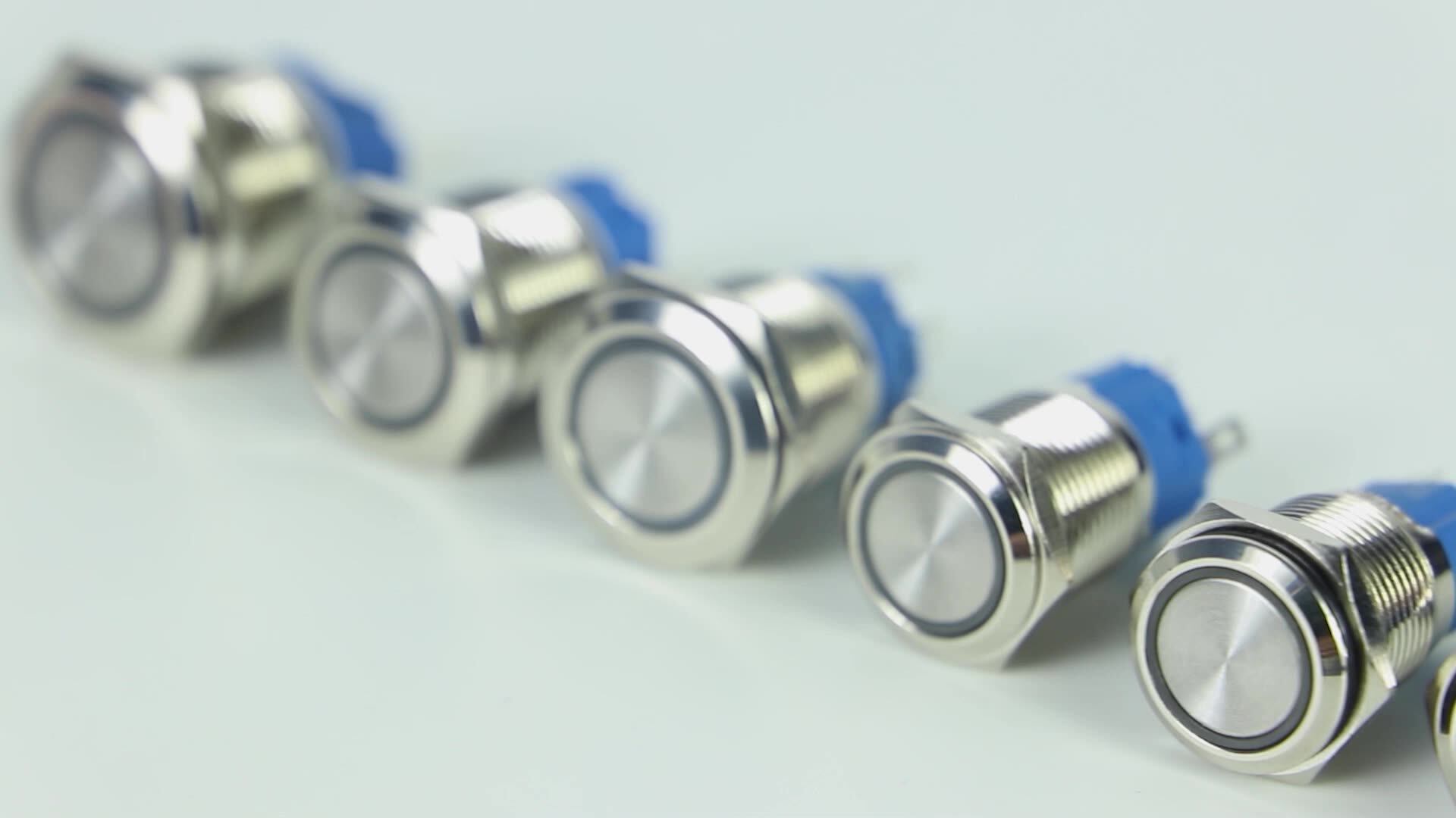 19mm Marine Waterproof Latching Pushbutton Led Switch 12v Light ...