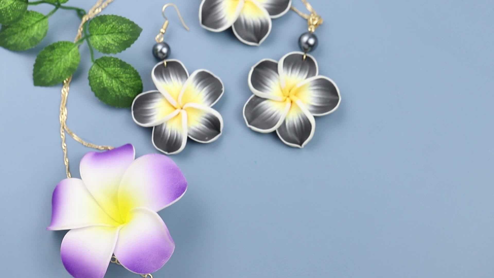Exaggerated Popular Flower Pendant Necklace Earrings Hawaiian Style ...