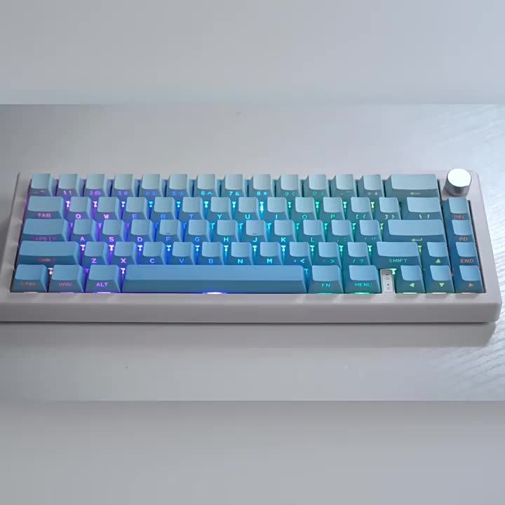 129 Keys Fog Blue Side Engraved Keycap Oem Profile Keycaps For Mx ...