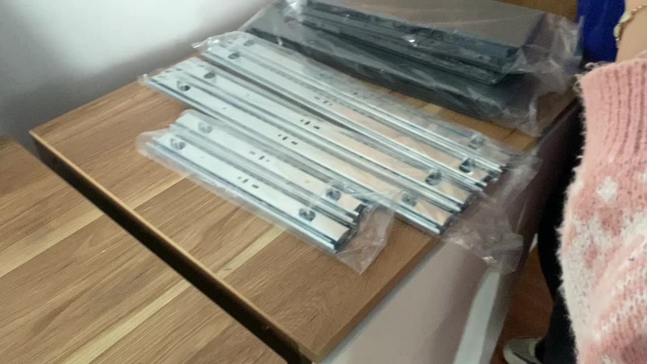 Metal Steel Drawer Ball Bearing Runner Slider 3-way Full Extension Side ...