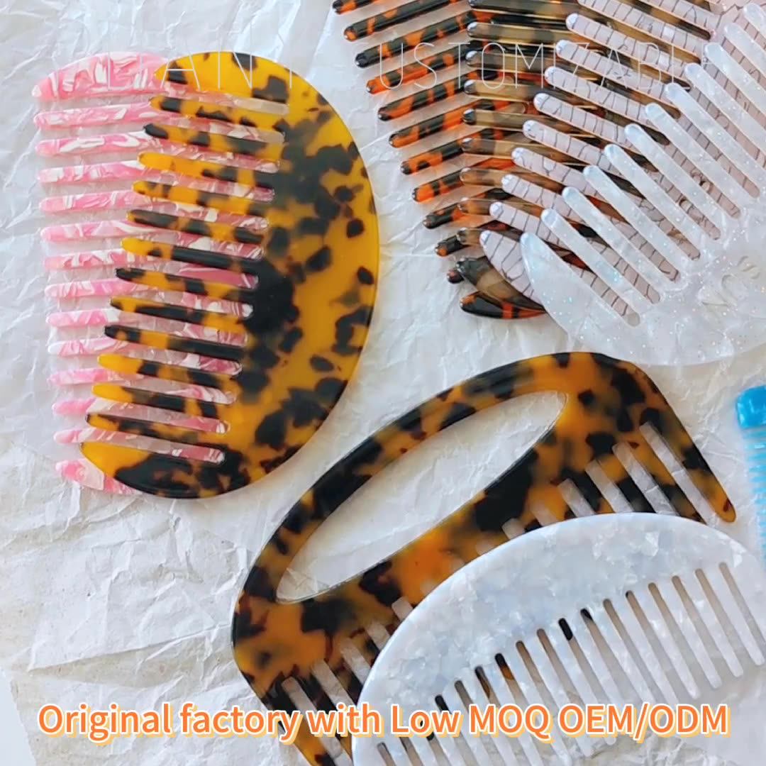 Pdany Logo Antistatic Cellulose Acetate Wide Tooth Acrylic Hair Comb ...