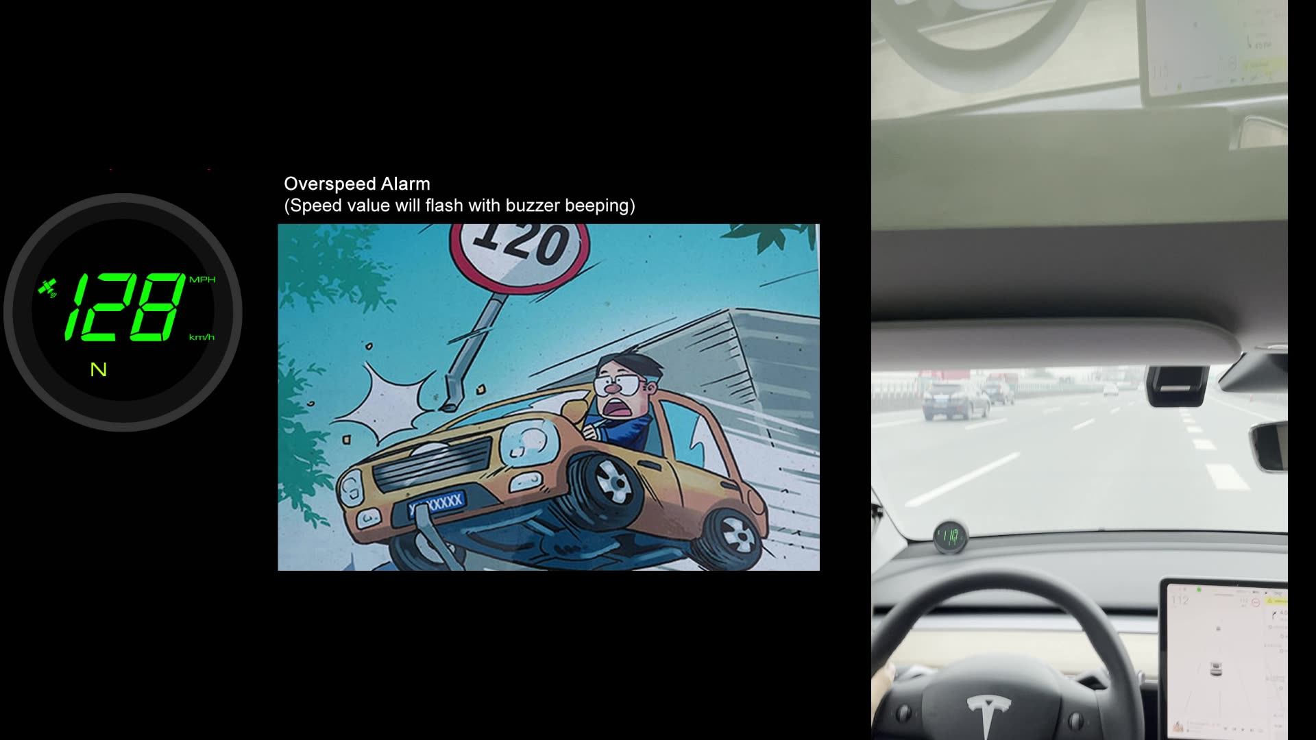 Tesla Model Y Gps Speedometer Heads Up Display Hud For All Car - Buy ...