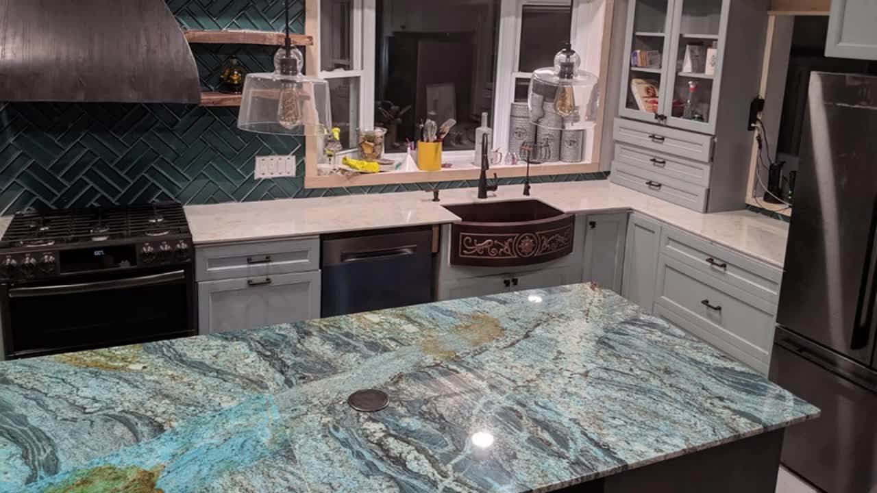 Luxury Polished Blue Interior Wall Cladding Stone Slab Van Gogh Granite ...