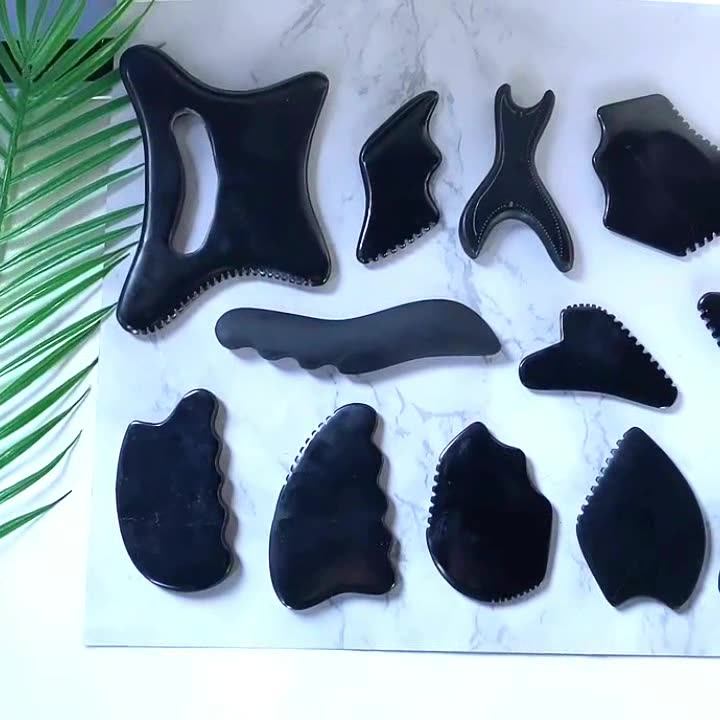 Oem Custom Black Bian Stone Gua Sha Board Sibin Bian-stone Gua Sha ...