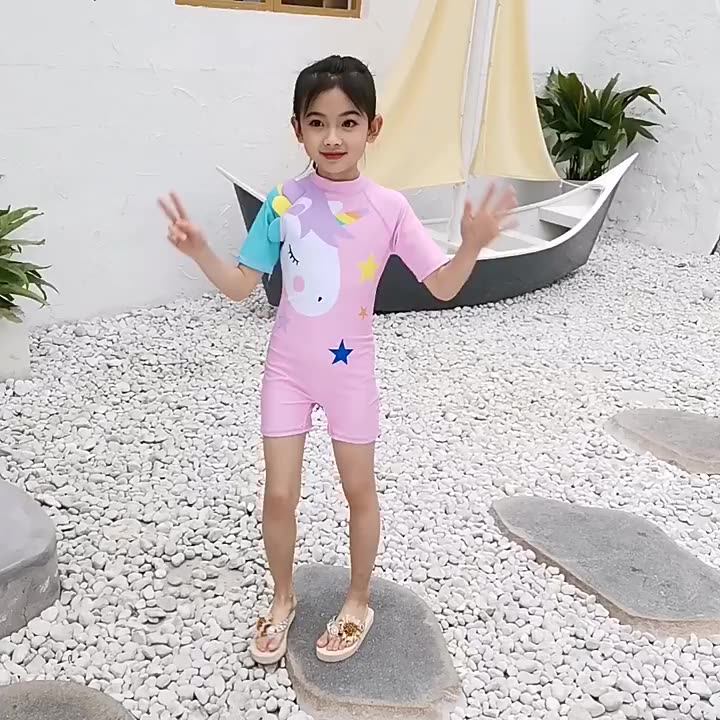 Children Summer Beach Wear Girls Swimwear Swimming Hat Baby Kids Swim ...