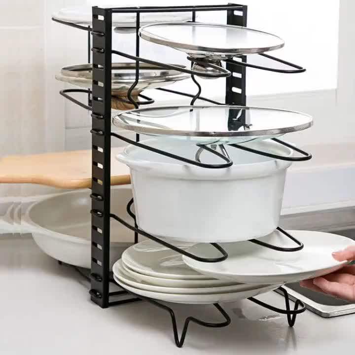 8 Layers Black Drainage Pot Rack Thread Iron Wire Convenient Folding ...