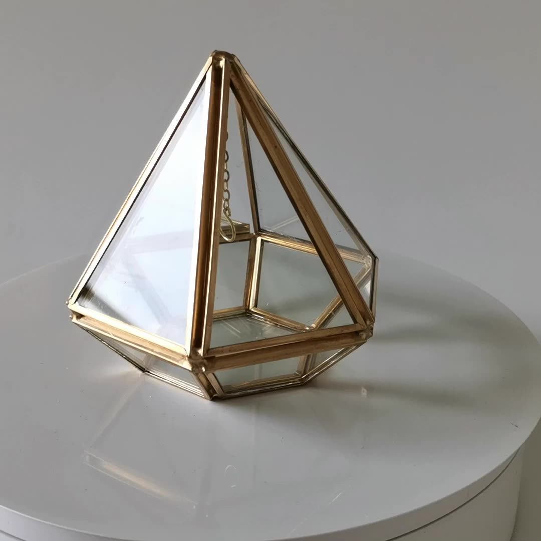 10*10*10cm Wholesale Cute Diamond Shape Geometric Glass Keepsake Flower ...