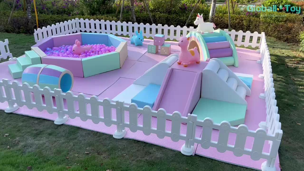 Soft Play Equipment Soft Play Set White And Pink Playground Kids Set ...