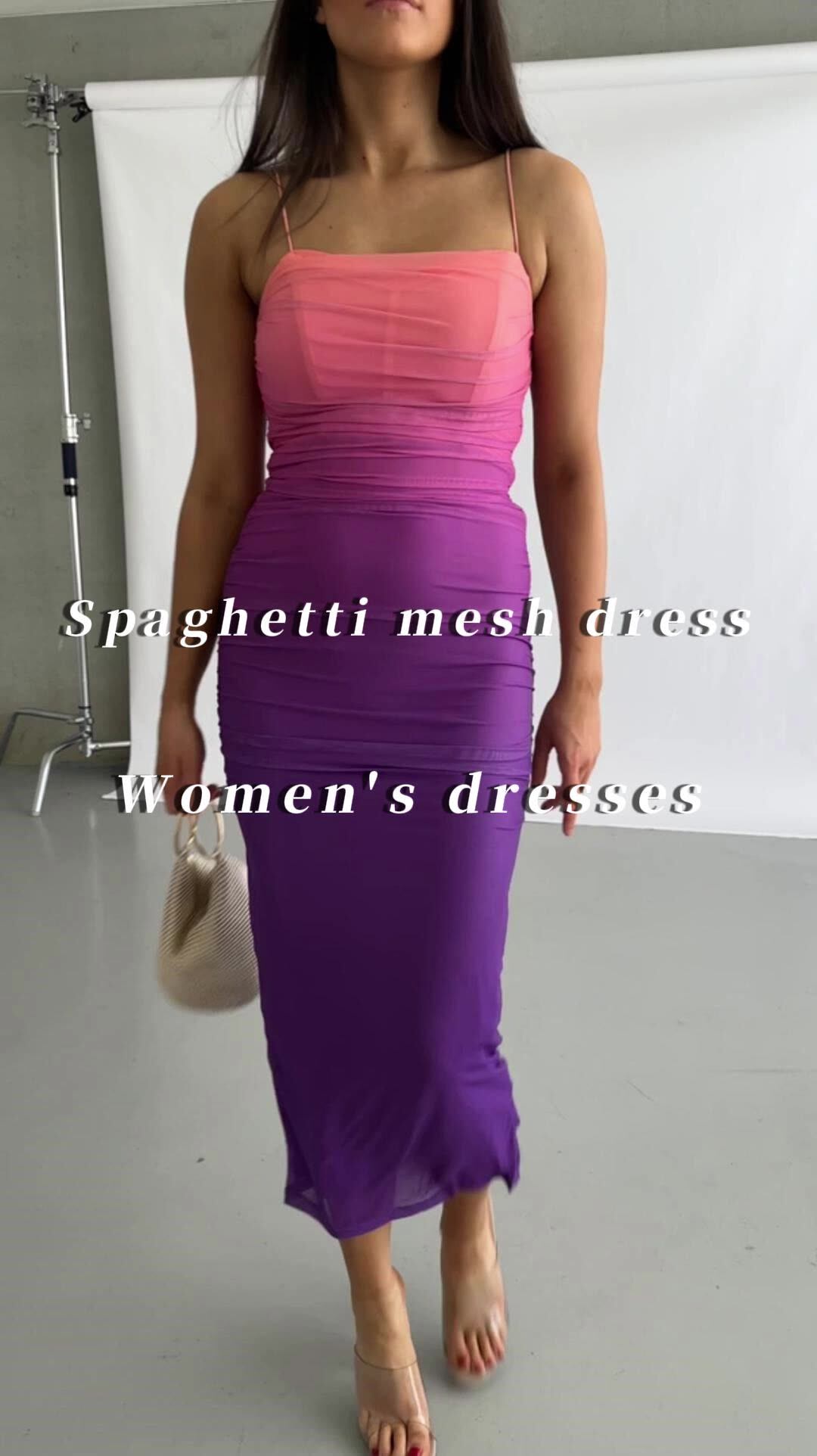 Hot Sale Sexy Sleeveless Hip Mini Dress Mesh See-through Color Tie-dye ...