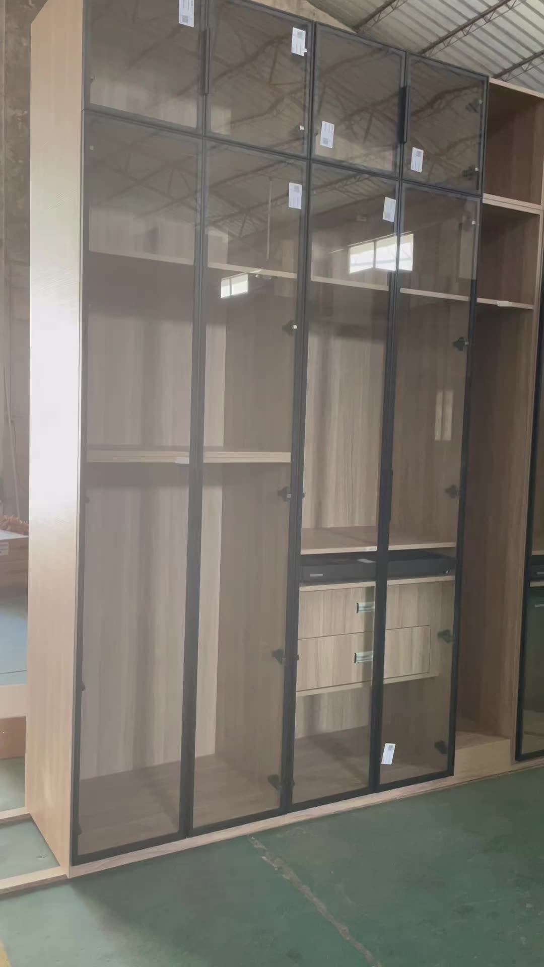 Aluminum Frame Glass Dressing Swing Door Wardrobe - Buy Aluminum Glass ...