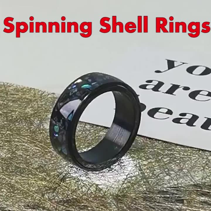 Personalized Inlay Colored Opal Abalone Shell Ring Men Fashion 8mm ...