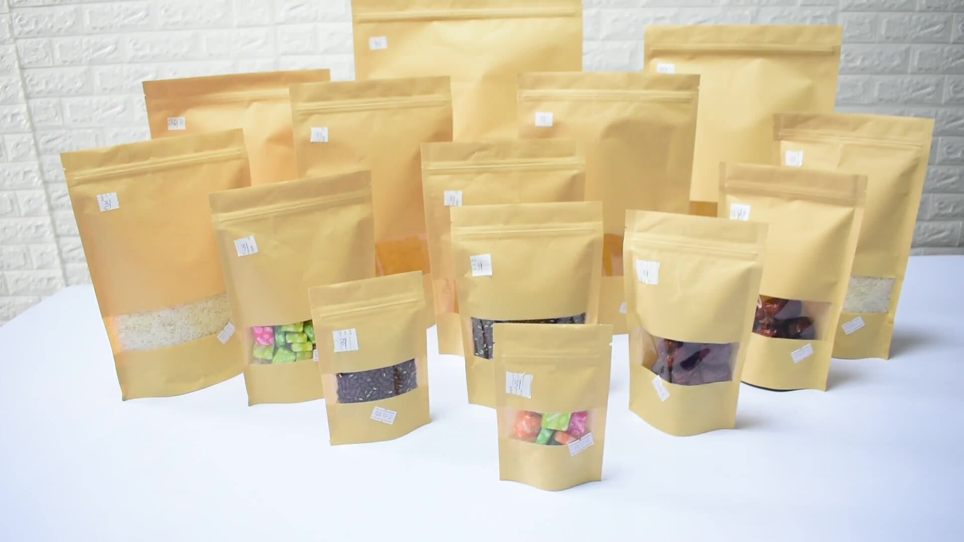 Resealable Custom Zipper Top Kraft Paper Snack Cookie Packaging Plastic ...