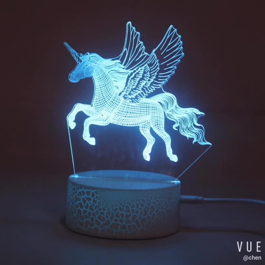 Creative Flying Horse Pegasus Pattern 3d Night Lights For Children ...