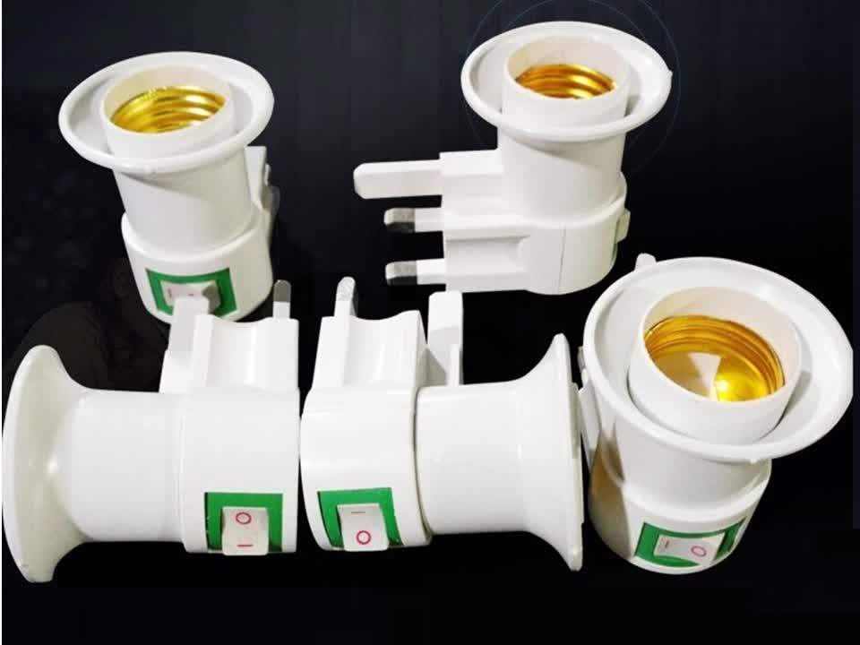 Energy Saving Lamp Base Led Bulb Holder E27 Socket To Eu Uk 3 Pin Plug ...