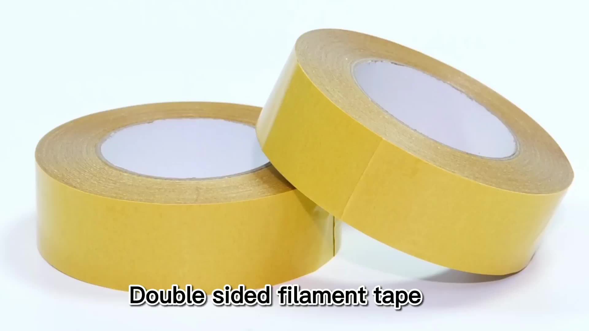 Double Sided Transparent Cross Filament Tape With Yellow Release Paper ...