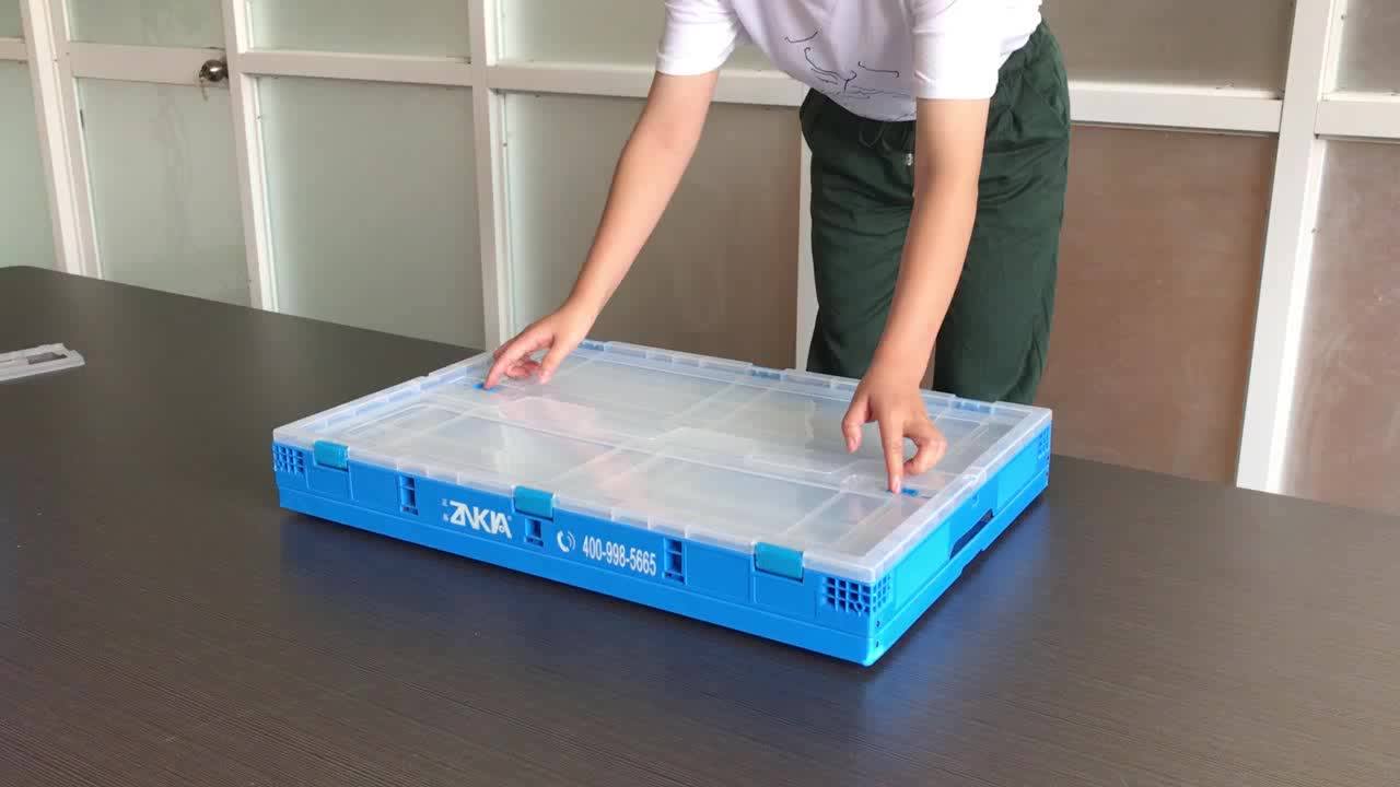 80l Transparent Collapsible Plastic Storage Box With Lid And Side Open ...