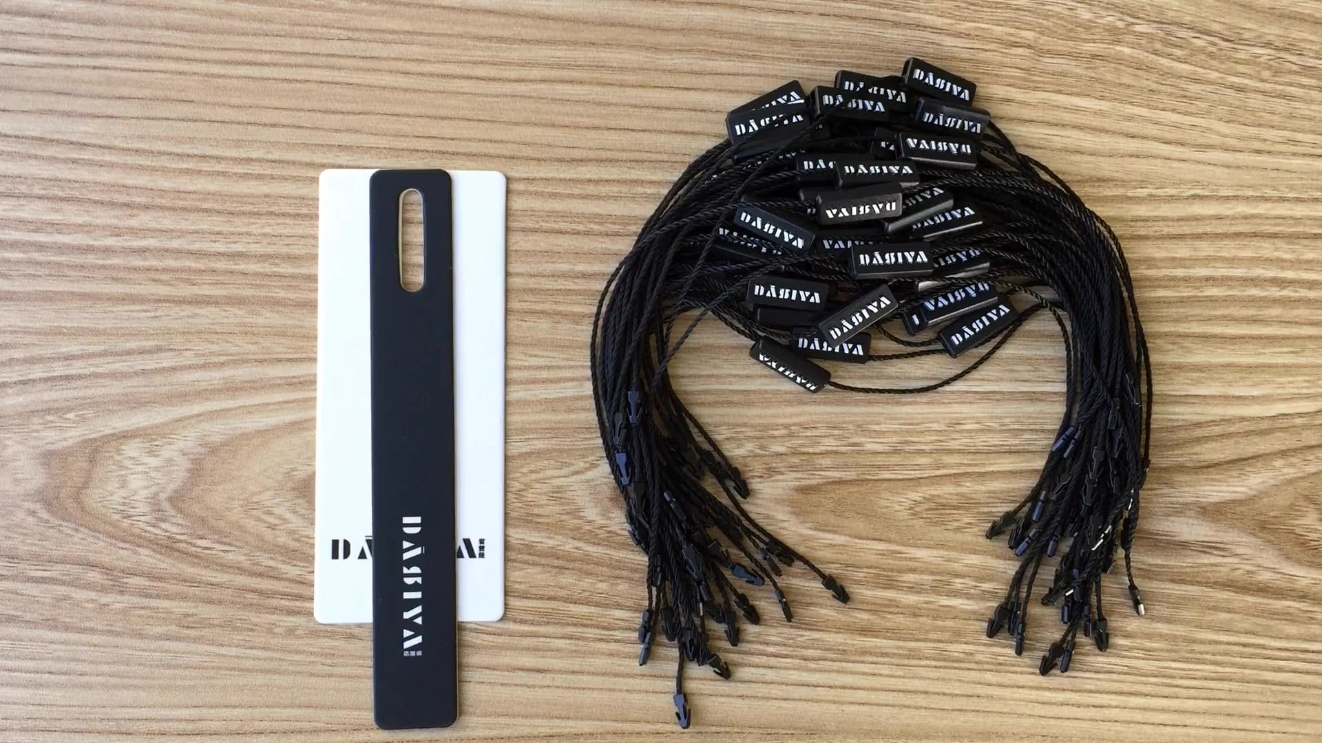 Custom Hang Tag String Loop Embossed Brand Name Logo Plastic Hangtag ...