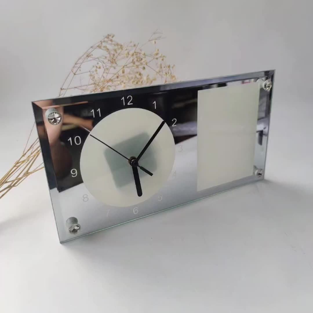 Glass Frame With Clock Souvenir Printable Sublimation Wall Square Glass ...